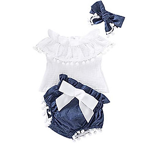Newborn Baby Girls Clothes Floral Sleeve Romper+ Floral Short Pant 2pcs Summer Outfit 0-3 Months Blue