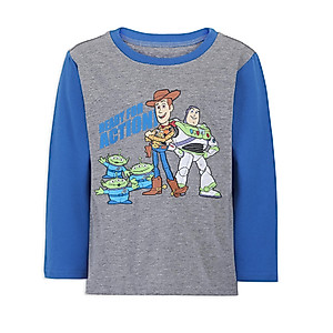 Disney Toy Story Buzz Lightyear, Woody and Aliens Boys Long Sleeve Shirt and Pants Set for Toddler and Little Kids