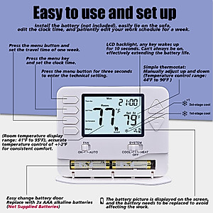 Heagstat 5-1-1 Day Programmable Thermostat for Home Conventional Single or Multistage Systems, up to 2 Heat/ 2 Cool, (with White Backlight)