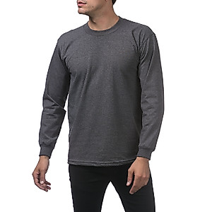 Pro Club Men's Heavyweight Cotton Long Sleeve Crew Neck T-Shirt, Large/Tall, Charcoal