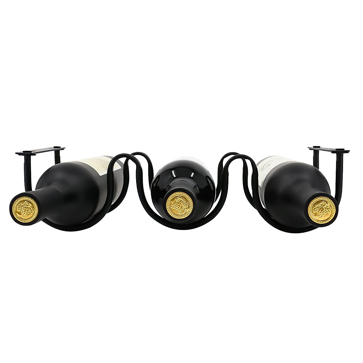 Patioer 2 Pack Metal Wine Rack Wall Mounted for 3 Wine Bottles, Modern Wine Bottle Display Holder with Screws, Hanging Wine Rack Storage Organizer