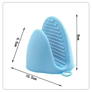 SNOMYRS Silicone Oven Gloves and 2-Piece High Temperature Resistant Silicone Hand Clip 2-Piece Non-Slip Coaster Silicone Coaster for Hot Surfaces (Blue)