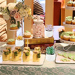 Set of 4 Mini Artificial Succulent Plants with White Geometric Ceramic Planters Faux Succulent for Bedroom Bathroom Bookshelf Office,Wedding Home Garden Decor（red/Green/Orange Yellow/Purple）