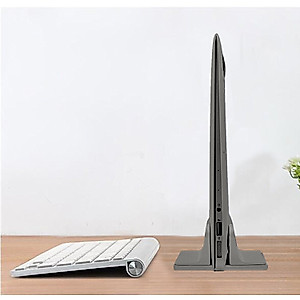 Vertical Laptop Stand for Desk [Adjustable] Sturdy Aluminum Dock Fits All Laptops (up to 20.3 inches) Space Saving, Modern Compact Holder, Compatible with MacBook Pro/Air, Surface, HP, Dell (Gray)