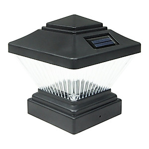 4 Pack Black Outdoor Garden 4 x 4 Solar LED Post Deck Cap Square Fence Light Landscape Lamp Lawn PVC Vinyl Wood