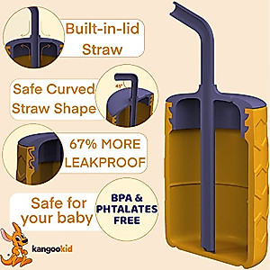 kangookid 6.5 Oz Silicone Baby Cup with Straw | Toddler Smoothie Cup Spill Proof | Baby Training Cup for 6+ Mo to 12-18 Months | Silicone Sippy Cup with Straw for Baby 6 Months (Cheese-Sage)