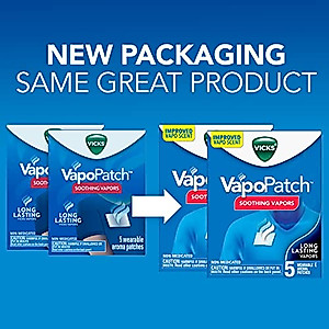Vicks VapoPatch, Wearable Mess-Free Aroma Patch, Soothing & Comforting Non-Medicated Vicks Vapors, For Adults & Children Ages 6+, 5ct (2 pack)