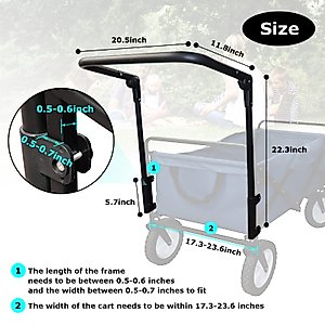 VOONKE Wagon Handle,Trolley Handle for Folded Wagon with Square Frame Wagon Folding Push Handle for Camping Wagon Stroller Attachment Compatible(not Included Wagon)