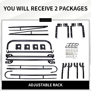 7BLACKSMITHS 1000 LBS Adjustable Truck Contractors Rack Ladder Pickup Kayak Lumber Rack Side Bar Long Cab Full Size 60"(W) x 138"(L) x 34"(H) (You Will get 2 Boxes)
