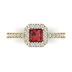Clara Pucci 1.40 ct Princess Cut Solitaire Natural Garnet Designer Anniversary Bridal Engagement Ring 14k Yellow Gold