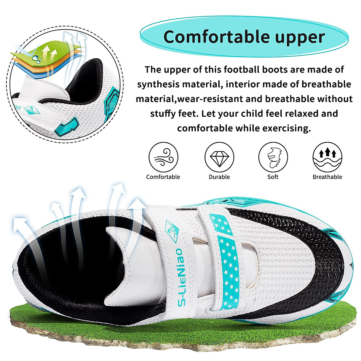Soccer Cleats Kids Boys Girls Football Cleats Zapatos de Futbol Outdoor Soccer Shoes Tacos de Futbol Para Niños Youth Baseball Cleats Professional Training Football Shoes Turf Football Boots