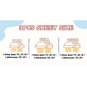 SDY 3PCS Milk Cow Print Stuff Bedding Fitted Sheet Set Queen Size, Cartoon Cow Pattern Fitted Sheet with Deep Pocket and 2 Pillowcases, Cute and Cozy, Kawaii Bed for Kids, Children, Boys, Girls, Teens
