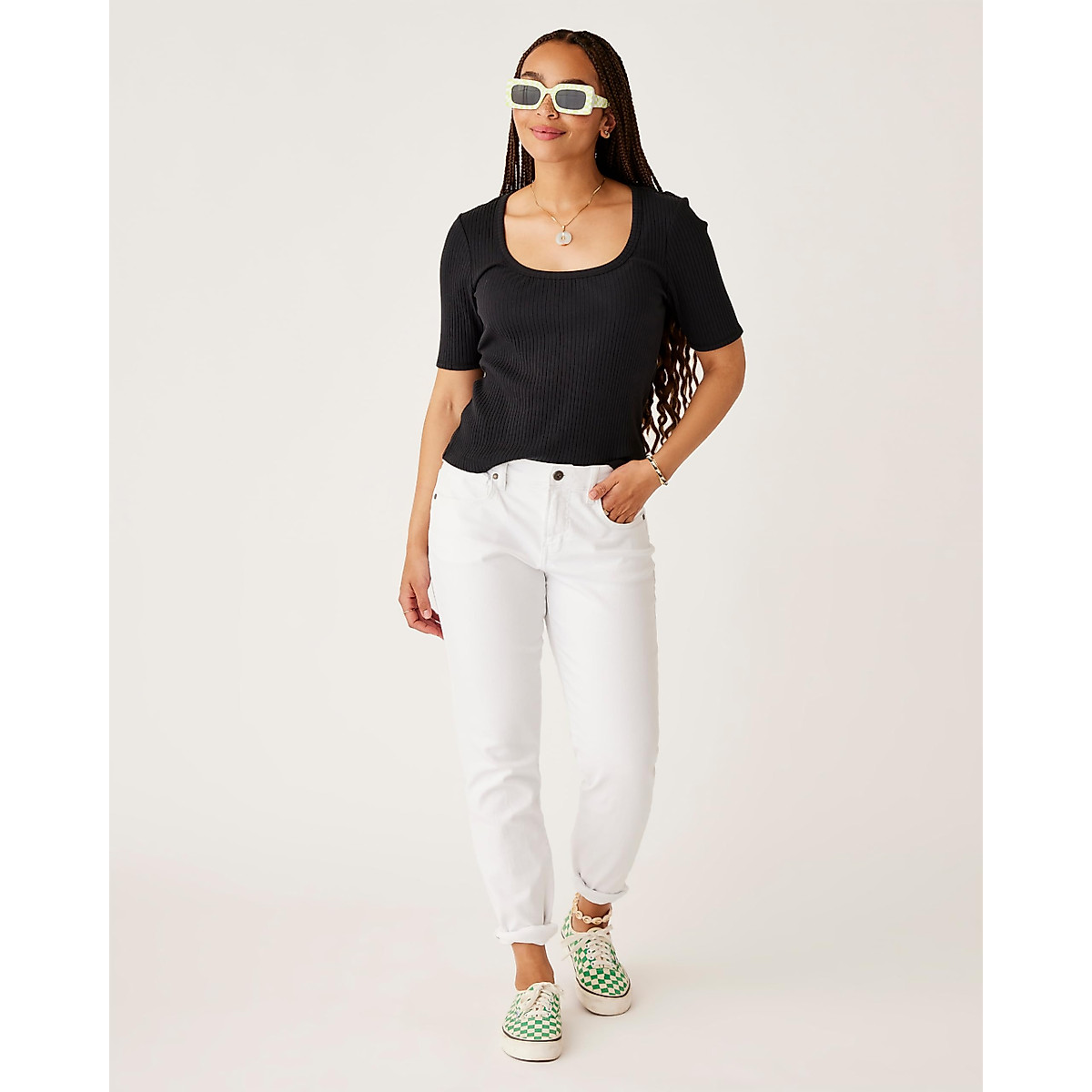 Carve Designs Carson Boyfriend Jeans for Women - Mid-Rise & Relaxed Fit White 4
