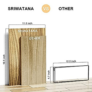 SRIWATANA Wide Floating Shelves, Rustic Wood Wall Shelves Set of 2, Wall Mounted Shelves with Large Capacity for Many Rooms Decor, Carbonized Black