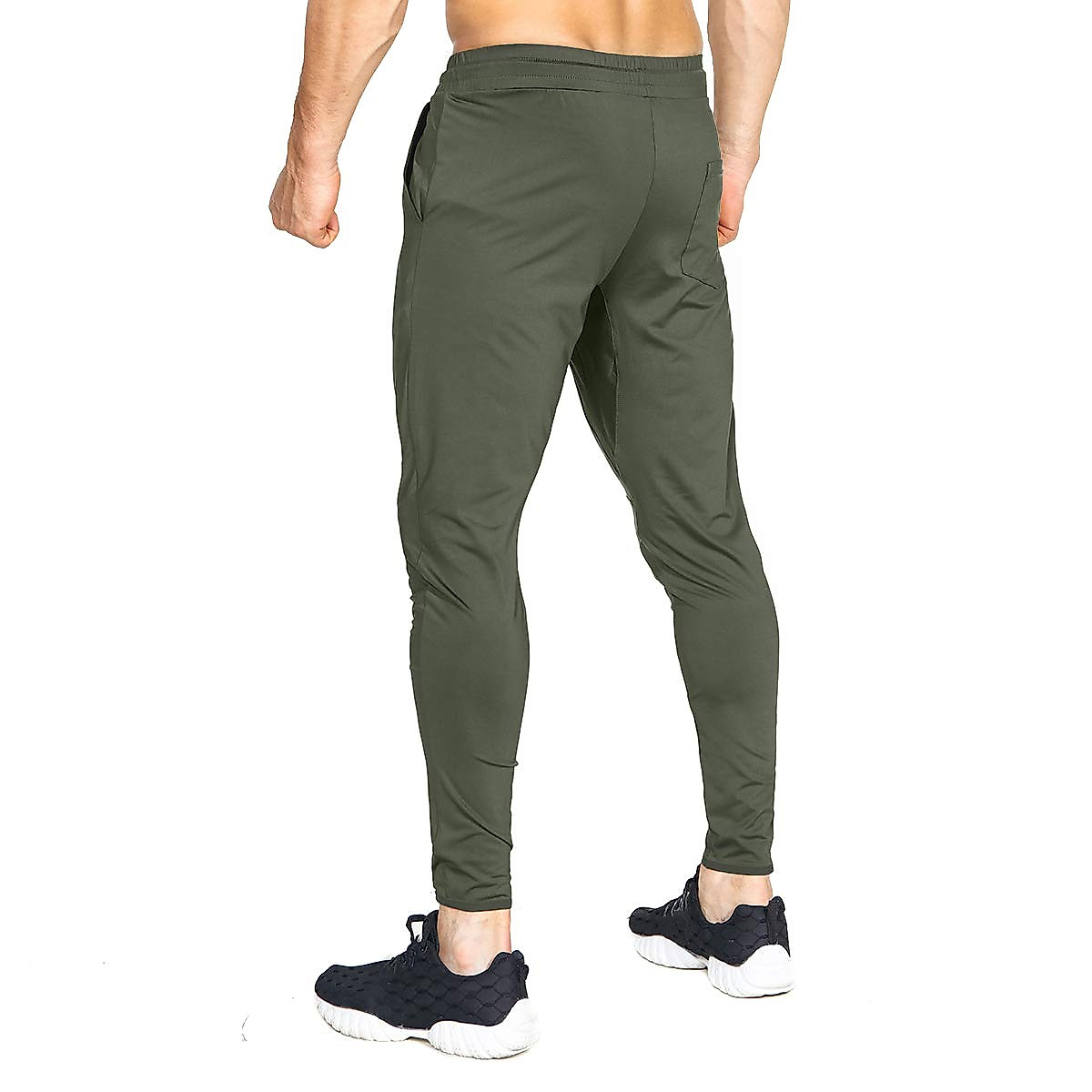 BROKIG Mens Lightweight Gym Jogger Pants,Men's Workout Sweatpants with Zip Pocket(Army Green,Medium)