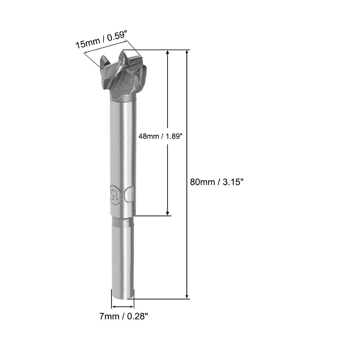 uxcell Forstner Drill Bits 15mm, Tungsten Carbide Wood Hole Saw Auger Opener Woodworking Hinge Hole Drilling Boring Bit Cutter Gray with Case