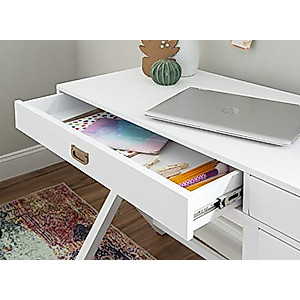 Linon White Modern Classic Side Storage Sadie Desk