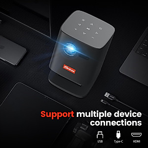 Mini Projector with Android TV,iSinbox DLP Portable Projector,1080P Netflix 3D Support,12000L Projector with Wifi and Bluetooth,Rechargeable Battery,HIFI Speaker,4K Projector for Phone/HDMI/USB