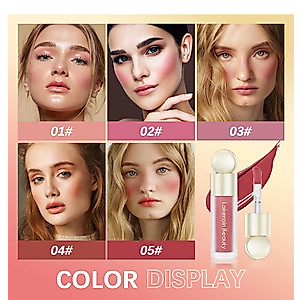 Liquid Blush, Matte and Dewy Finishes Cream Blush Stick for Cheek, Lightweight, Long-Wearing, Smudge Proof, Natural-Looking, Easy to Blend Blusher Makeup (#01)