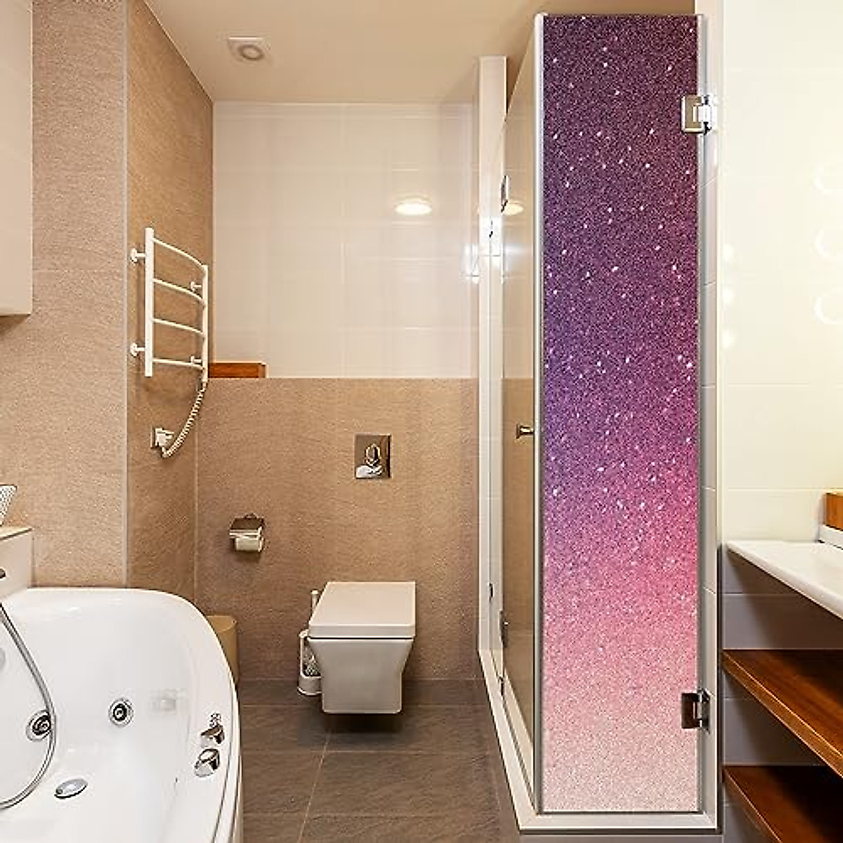 IOACIY Privacy Window Film Frosted Glass Sticker for Home Office Static Anti-UV Window Paper Decorative Window Covering for Bathroom (Universe Outer Space Starry Sky Red Blue-235, 17.7" x 23.6")