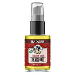 Badger Beard Oil, Babassu & Jojoba, Certified Organic, Premium Beard Conditioner, Beard Oil for Dry Skin, Beard Oil for Long Beards, Facial Hair Oil, 1 fl oz Glass Bottle