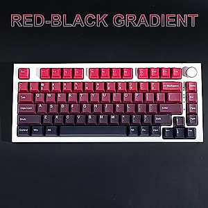 GEKUCAP Custom Keycaps, 124 Keys Gradient Red & Black Keycaps, Cherry Profile PBT Keycaps, Dye Sublimation Keycaps Set Fit for 61/68/87/104/108 Cherry Mx Switches Gaming Mechanical Keyboard