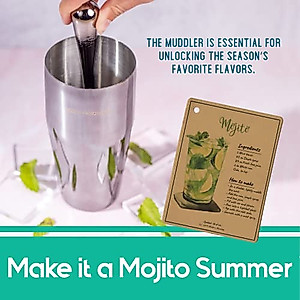 Mixology Cocktail Shaker Set Drink Mixer, 8-Piece Portable Bartender Kit with 24oz Martini Shaker Barware Tool Set, 2 Pourers, Muddler, Jigger, Mixing Spoon, Velvet Bag, Built-in Strainer (Silver)