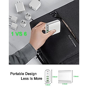 USB C Charger, 155W 6-Port Fast USB C Charging Station, Portable USB C Wall Charger, USB C Power Adapter for MacBook Pro/Air Series, iPhone 14/13/12/Mini/Pro/Pro Max, Samsung Galaxy Note, and More