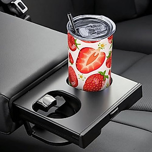 AFHYZY 20 oz Tumbler Reusable Coffee Travel Mug with Lids and Straws, Insulated Coffee Cups Leak Proof 20oz Stainless Steel Water Bottles Skinny for Work, Women, Sports - Strawberry