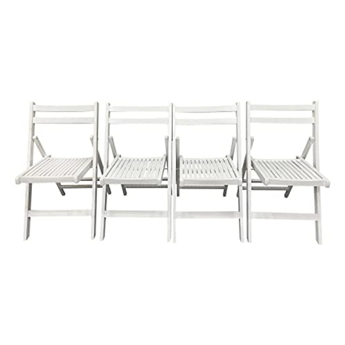 CARBRO Furniture Slatted Wood Folding Special Event Chair - White Set of 4 Folding Chair Foldable Style,White
