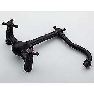 SJQKA Faucet Black bronze antique faucet, faucet basin, cold and hot wall, double hole basin faucet