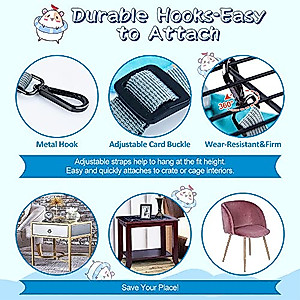 HOMEYA Guinea Pig Hideout Kit,Pet Hideout Play Tube Hideaway Bedding+Small Animal Bunkbed Hammock,Funny Toys and Cage Accessories for Ferret Rat Hamster Squirrel Chinchilla Sugar Glider-Rainbow