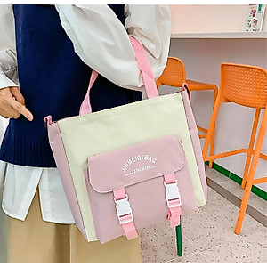 MIFJNF 5Pcs Kawaii Backpack Cute Backpack for School Aesthetic Backpack Kawaii School Supplies Backpack Set with Accessories (Pink)
