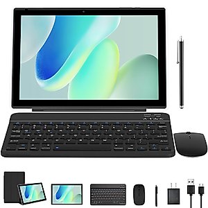 Tablet 2 in 1 4GB+64GB Tablet 10 inch Android 12 Tablet Set Tablets with Keyboard Case wireless Mouse Stylus Screen Flim 10.1 IN 1280*800 HD Touch Screen 8MP Dual Camera Games Tab Wi-Fi BT Tableta PC…