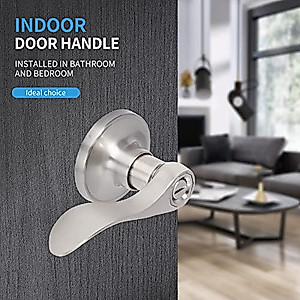 Contractor Pack of 4, Brushed Nickel Door Knobs Levers Privacy Interior Door Handles Bedroom Bathroom(Locked Inside with Turn-Thumb), ANSI Grade 3 for Office/Home Use