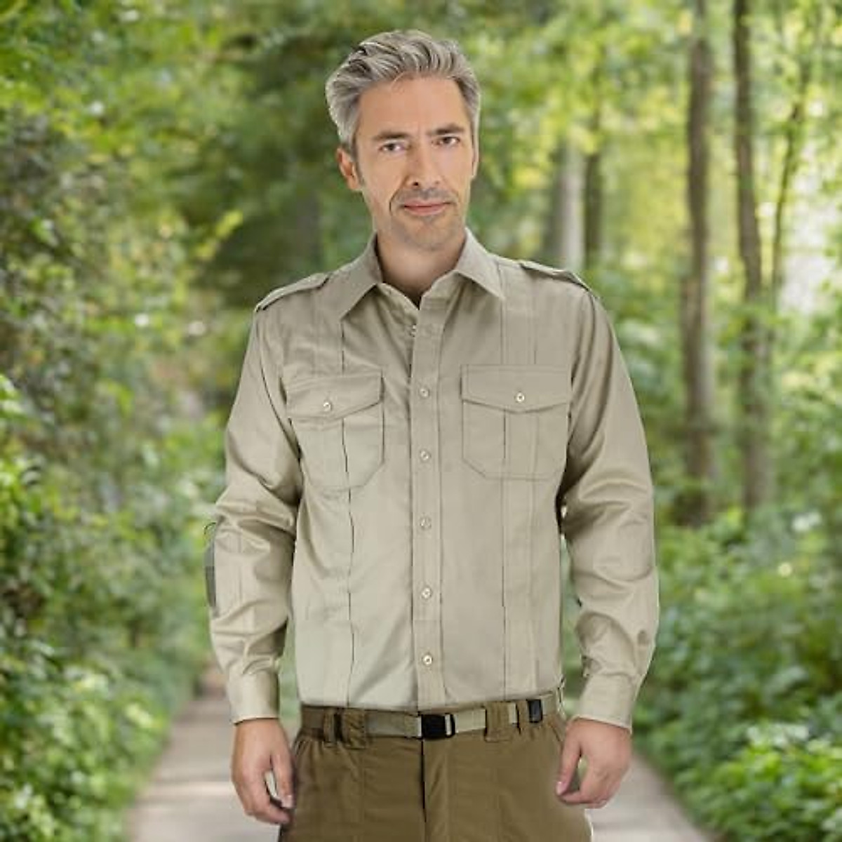 NIHONCOS Mens Shirt Jones Jr. Shirt Raiders Safari Costume Dr. Henry Tops with Pockets Halloween Cosplay Hiking Outfit (XX-Large)