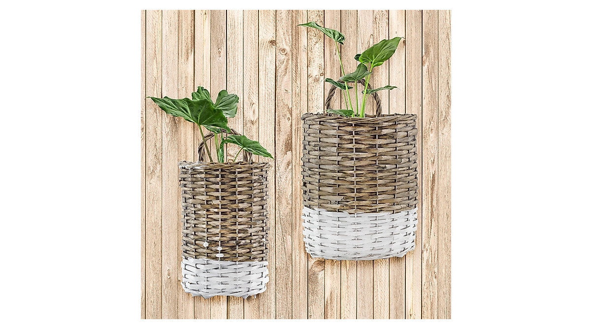 AuldHome Two-Tone Wall Hanging Baskets - Set of 2