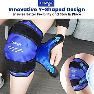 NEWGO Ice Pack for Knee Replacement Surgery, Reusable Gel Cold Pack Wrap Around Entire Knee Ice Pack Wrap for Injuries, Pain Relief, Meniscus Tear, ACL, Swelling