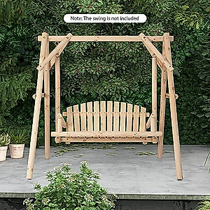 Tangkula 770lbs Porch Swing Frame, Heavy Duty A-Frame Wooden Swing Stand with Reinforced Bars, Freestanding Log Porch Swing Frame Only for DIY Painting, Ideal for Porch, Lawn, Garden, Backyard