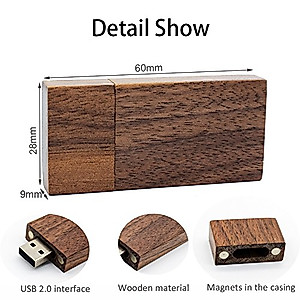 LONMAX Wedding Birthday Gifts Wooden USB Flash Drive 16GB USB 2.0 Flash Disk Pen Drive Walnut Box (170x170x35mm) (16GB, Black Wooden)