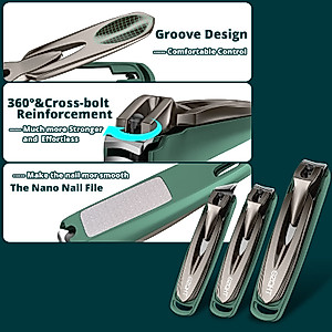 Nail Clippers Set-3 Pack,Fingernail Clippers& Toenail Clipper for Men,Wowen,Nail Clippers with catcher,Nail Cutter for Thick Toe Nails,Stainless Steel Ultra Sharp Sturdy