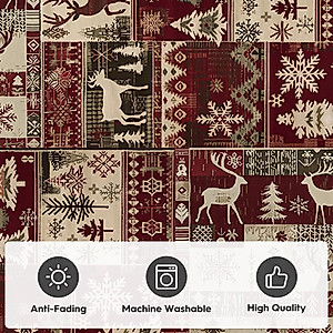 Artoid Mode Rustic Buffalo Deer Xmas Tree Snowflakes Christmas Area Rug, Winter Home Decor Low-Profile Non-Slip Washable Door Mat for Entryway Bedroom Living Room Laundry Room Indoor 2x3 Feet