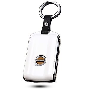 SANRILY 1Pcs for Volvo Key Fob Cover Full Covered ABS Plastic Key Case for Volvo XC40 XC60 S90 XC90 V90 2017 2018 T5 T6 2015 2016 T8 Keyless Keychain Holder White