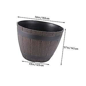 Yardwe Barrel Indoor Resin Floor Barrels Decoration Basin Veranda Planters Rattan Whiskey for Pot Flowerpot Home Vase Container Outdoor Garden Artificial Large Bonsai Holder Inch