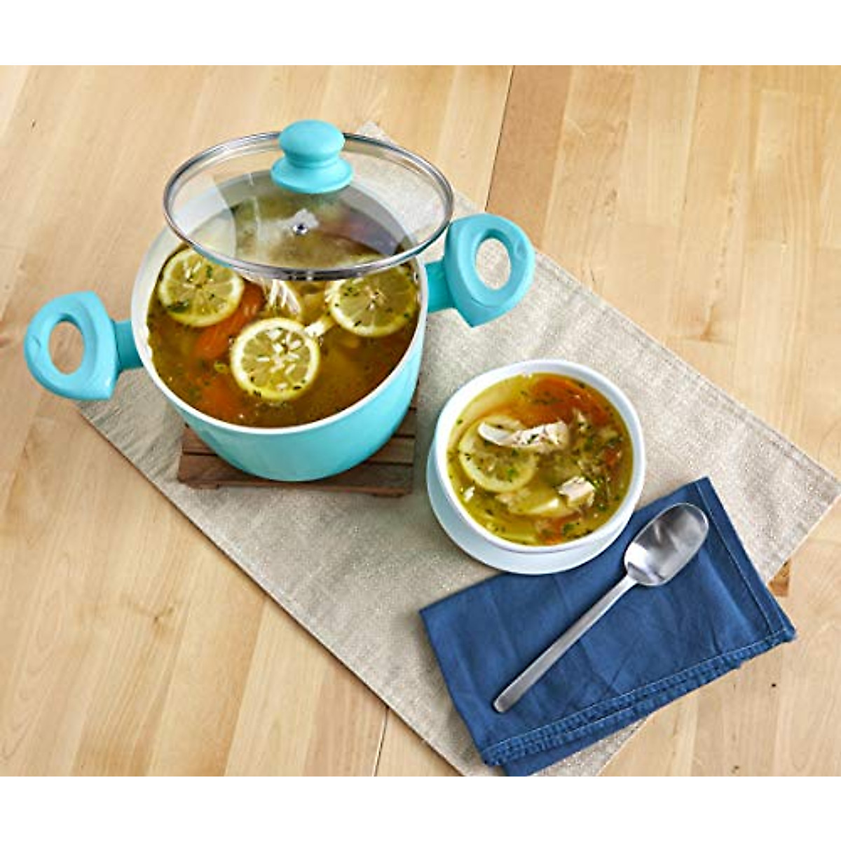 IMUSA USA IMU-30055 Stock Pot, 6.5Qt, Teal