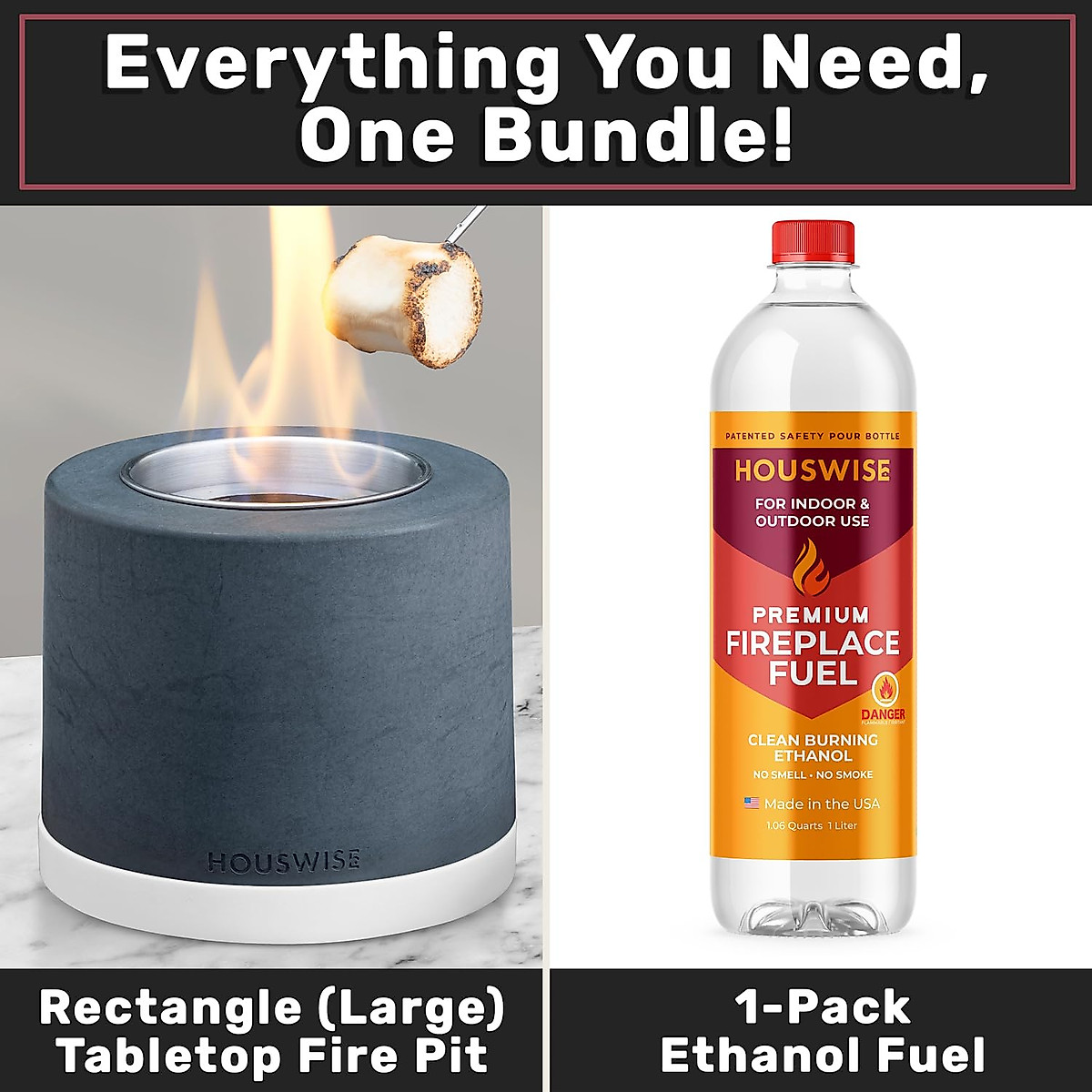 Tabletop Fire Pit (Round) and Ethanol Fuel Bundle