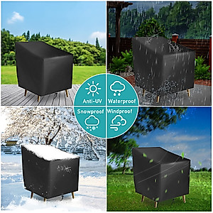 Takytao Outdoor Chair Covers Waterproof 36" W x 37" D x 36" H, Patio Chair Covers for Outdoor Furniture, Rocking Chair Cover for Lounge Deep Seat, Rain Snow Dust Wind-Proof, 2 Pack, Black