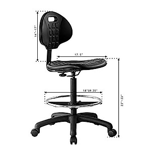 Chair Master Drafting Stool - Easy to Clean! Ergonomic Polyurethane Chair. Seat Height Adjustable (23"-33") Heavy Duty Adjustable Footring for Home, Automotive, Lab, Cleanroom