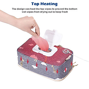 Portable Wipe Warmer Baby Wet Wipes Dispenser/Case/Holder Top Heating Large Capacity Baby Wipes Warmer Bag for Travel Outdoor Napkin Heating Box for Home/Car (Pink)