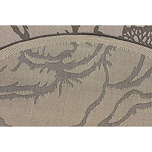 Unique Loom Outdoor Botanical Collection Area Rug - Rose (6' 1" Round, Gray/ Silver)